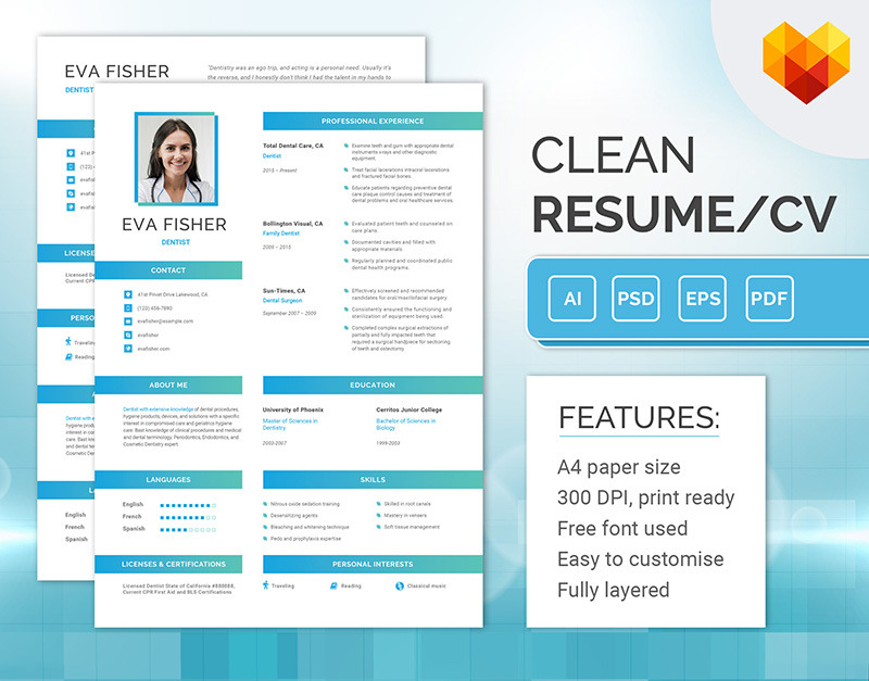 Eva Fisher - Dentist Resume Template - TemplateMonster