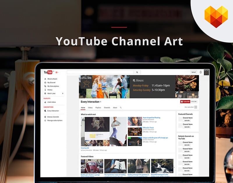 Grill Bar Youtube Channel Art Social Media Template