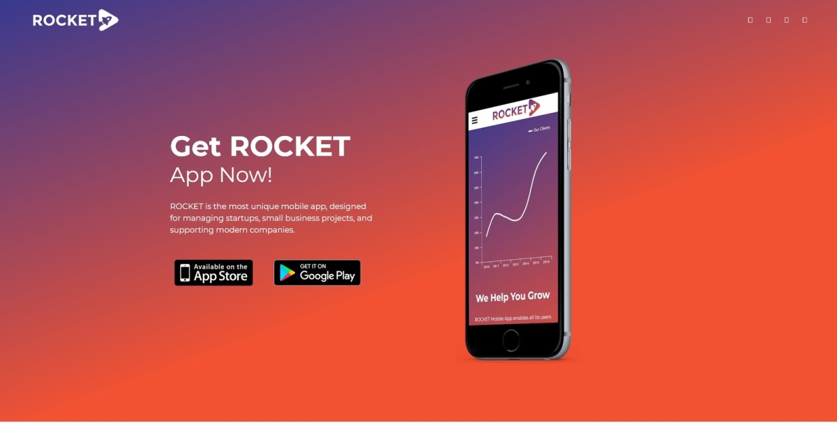 Rocket - Mobile App Landing Page WordPress Theme