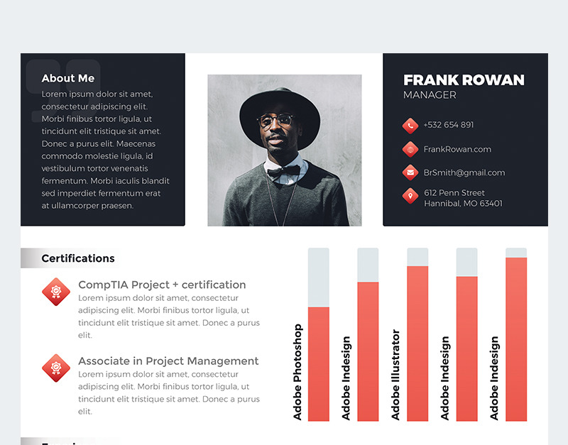 Frank Rowan - Szablon CV menedżera #67147 - TemplateMonster