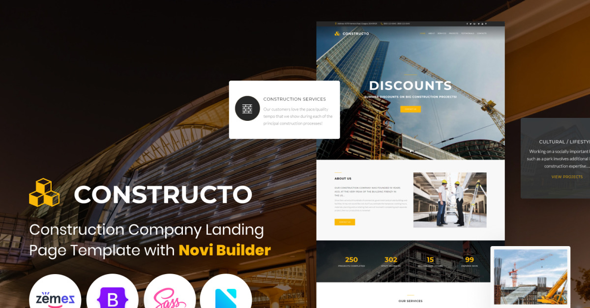 Constructo - Construction Company with Novi Builder Landing Page Template