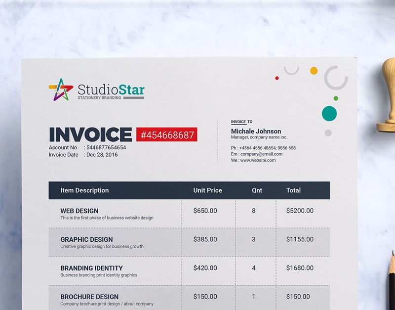 Invoice | Bill | Cash Memo Template, MS Word, EPS and PSD Invoice Design