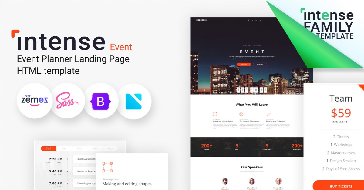 Intense Event Planner HTML5 Landing Page Template
