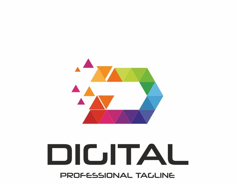 Cyfrowy - Szablon Logo wielokąta litery D - TemplateMonster