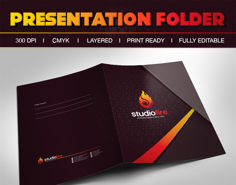 StudioFire Creative Presentation Folder With Pocket Design Template