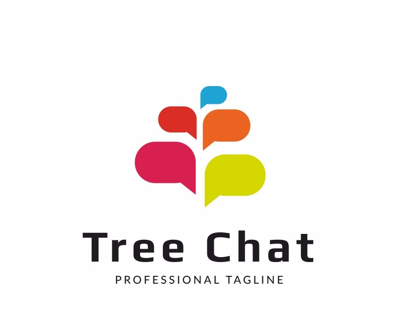Tree Chat Logo Template #67800 - TemplateMonster