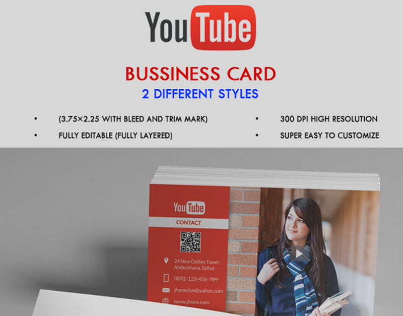 Youtube Channel Business Card - Corporate Identity Template