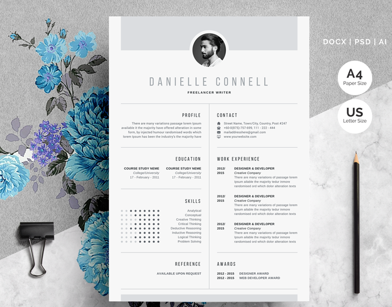 Modèle de CV Danielle Connell_Creative - TemplateMonster