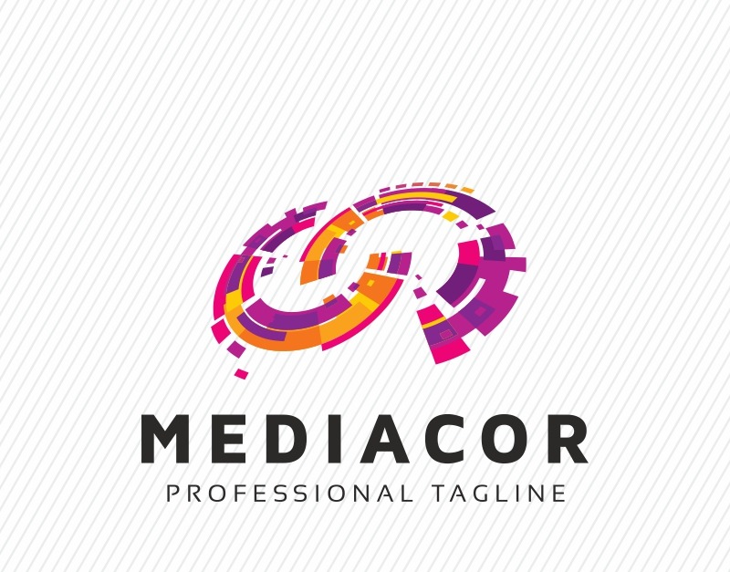 Mediacor Infinity barevné logo šablona - TemplateMonster