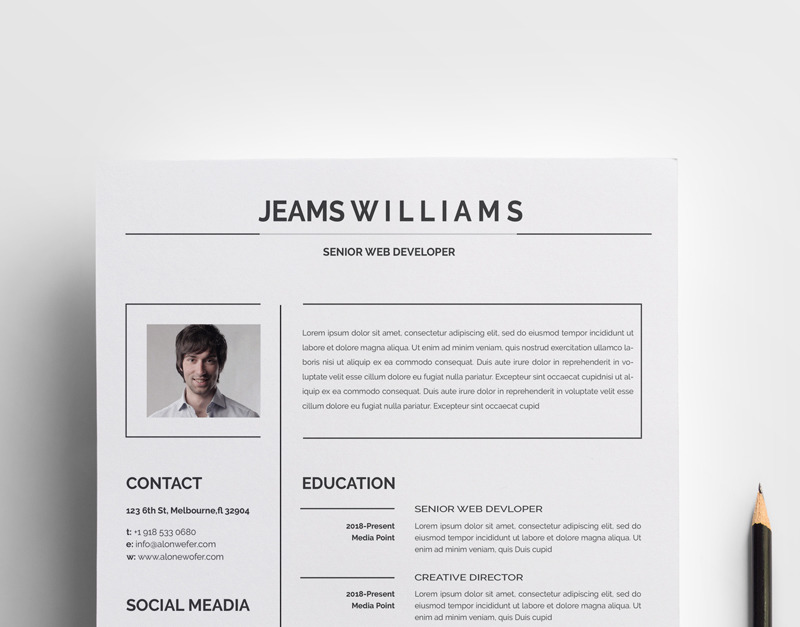 Jeams Creative and Clean Resume Template - TemplateMonster