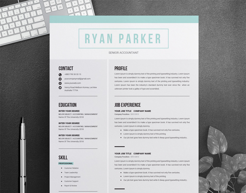 Ryan Parker Professional CV-mall #71464 - TemplateMonster