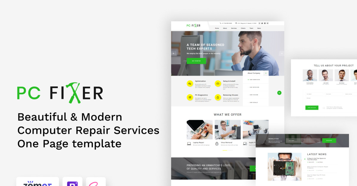PC Fixer - Computer Repair Services HTML Landing Page Template