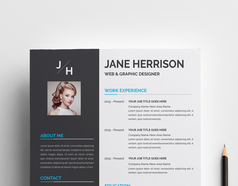 Jane Clean Resume Template #73659 - TemplateMonster