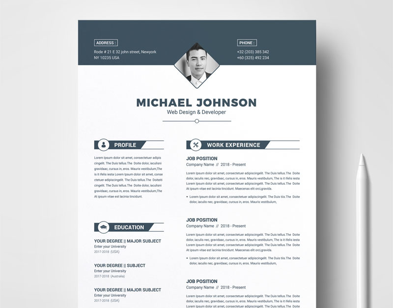 Plantilla de curriculum vitae de Michael Johnson