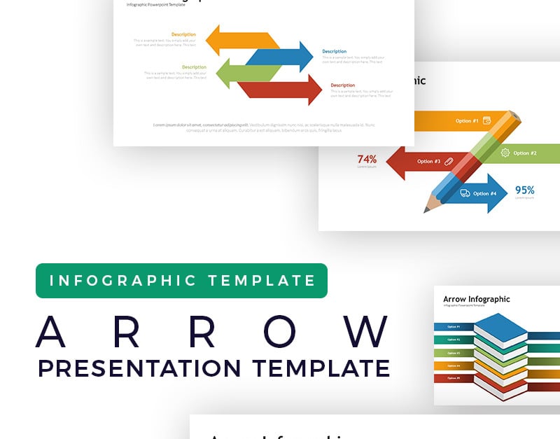 Flecha - plantilla de PowerPoint infografía - TemplateMonster