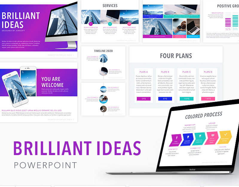 Modèle PowerPoint d'idées brillantes - TemplateMonster
