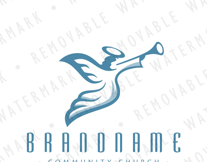 Modelo de logotipo de anjo com trombeta - TemplateMonster