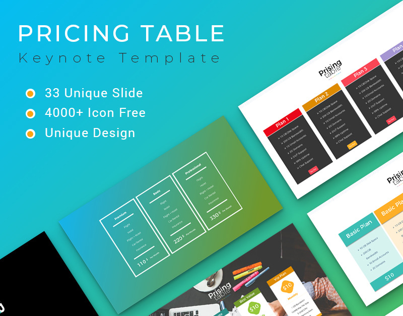 Prising Table - Keynote template #76154 - TemplateMonster