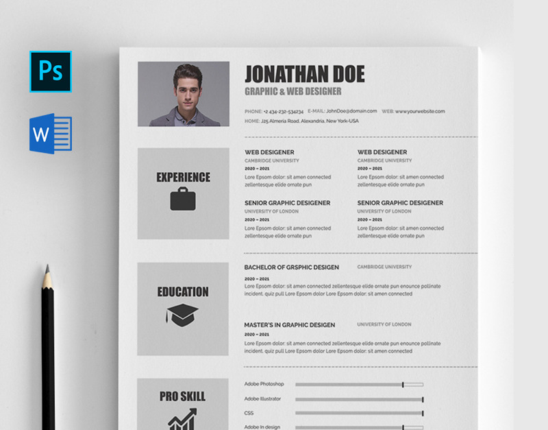 Jonathan Doe CV Resume Template #76381 - TemplateMonster