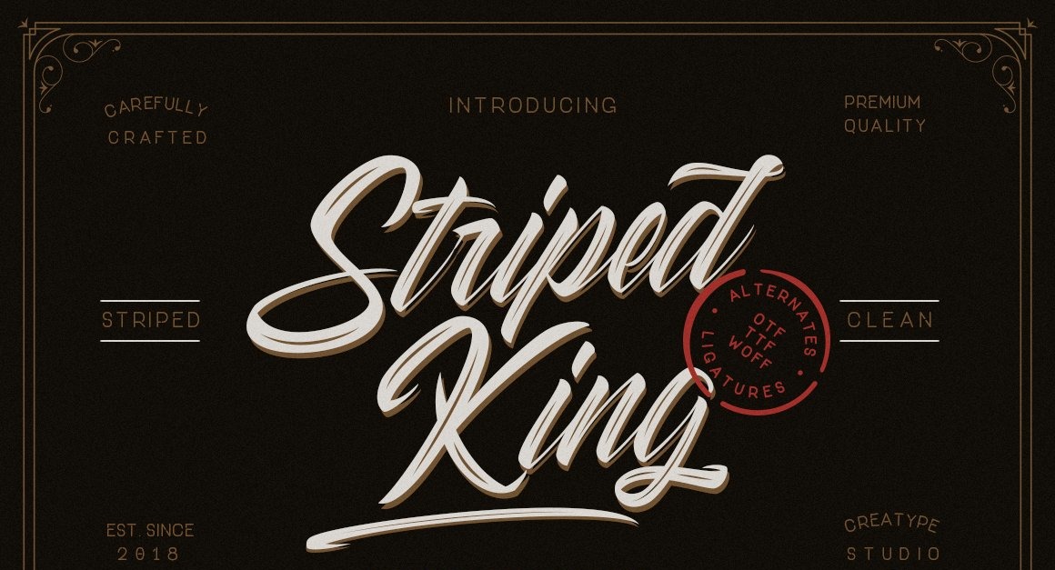 Fuente cursiva vintage de rey rayado - TemplateMonster