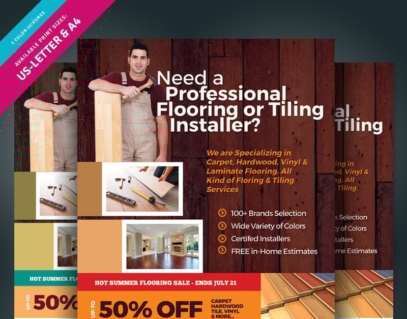 Flooring & Tiling Company Flyer - Corporate Identity Template