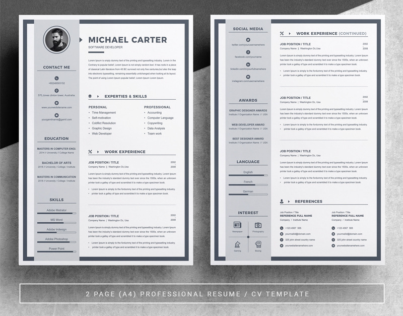 Michael Carter Resume Template #77720 - TemplateMonster