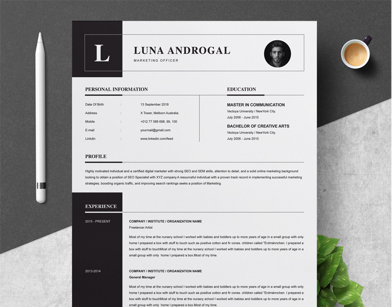 Szablon CV Luna Androgal #78714 - TemplateMonster