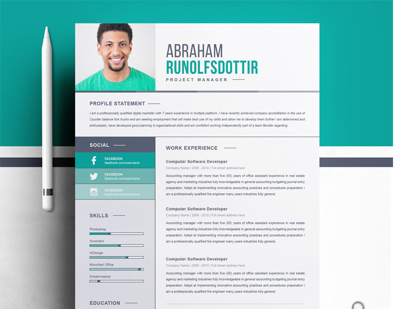 Plantilla de CV de Abraham #79395 - TemplateMonster