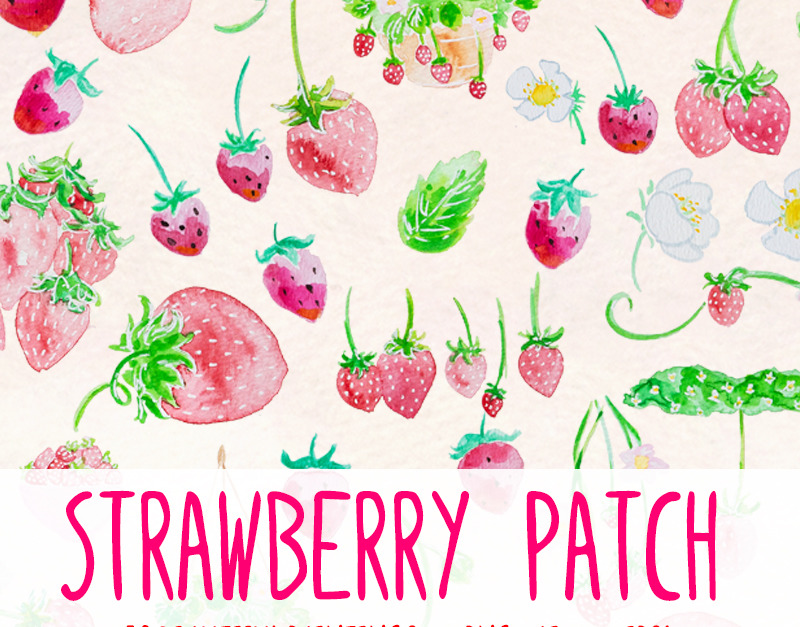 52 Cute Strawberry Patch - Illustration - TemplateMonster