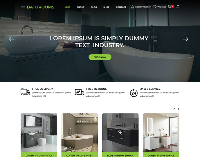 Bathrooms- Bathroom Remodeling PSD Template - TemplateMonster