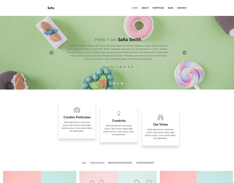 Safia - Modello PSD di portfolio personale minimo