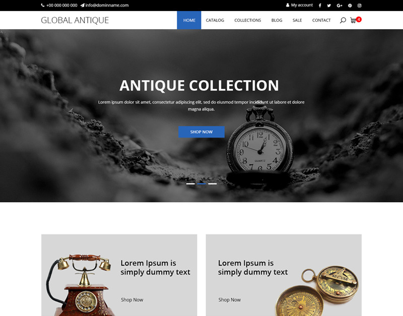 Global Antique - Antique Store PSD Template - TemplateMonster