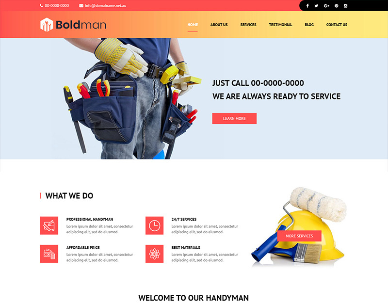 Boldman - Handyman Services PSD Template - TemplateMonster