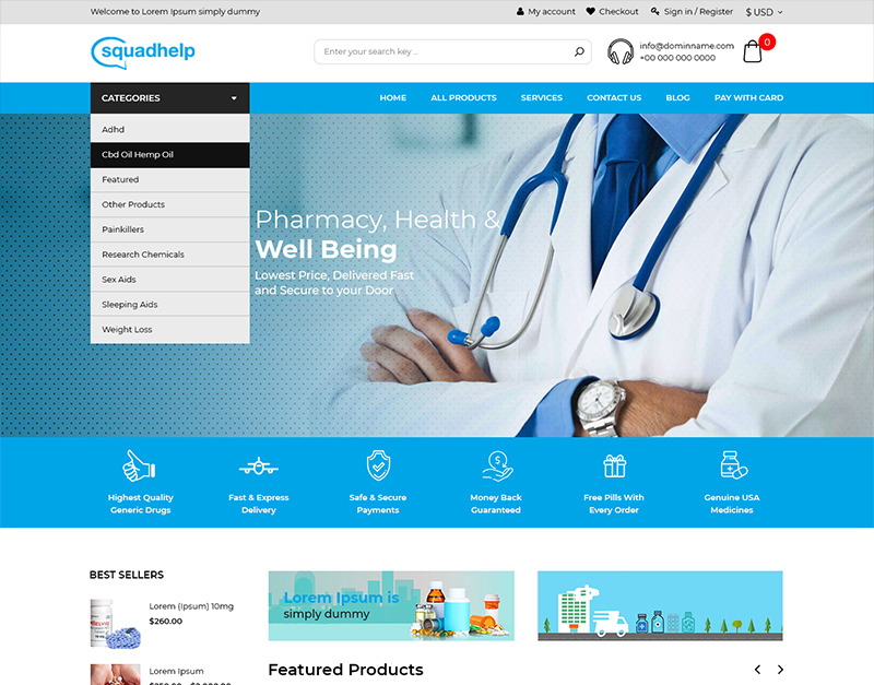 Squadhelp - Medicine Store PSD Template - TemplateMonster