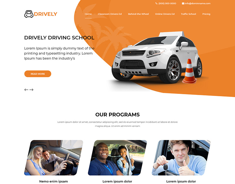 Drively - Modello PSD per scuola guida - TemplateMonster