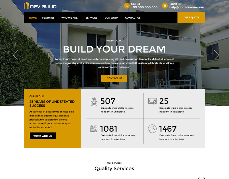Dev Build - Construction Company PSD Template