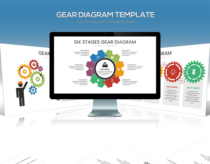 Modelo de diagrama de engrenagem em PowerPoint
