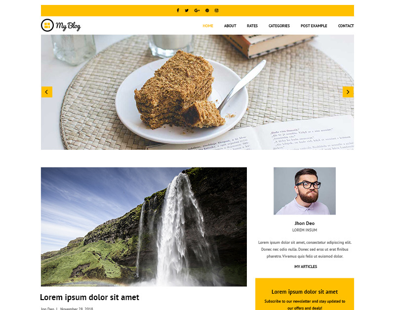 My Blog - Personal Blog PSD Template - TemplateMonster