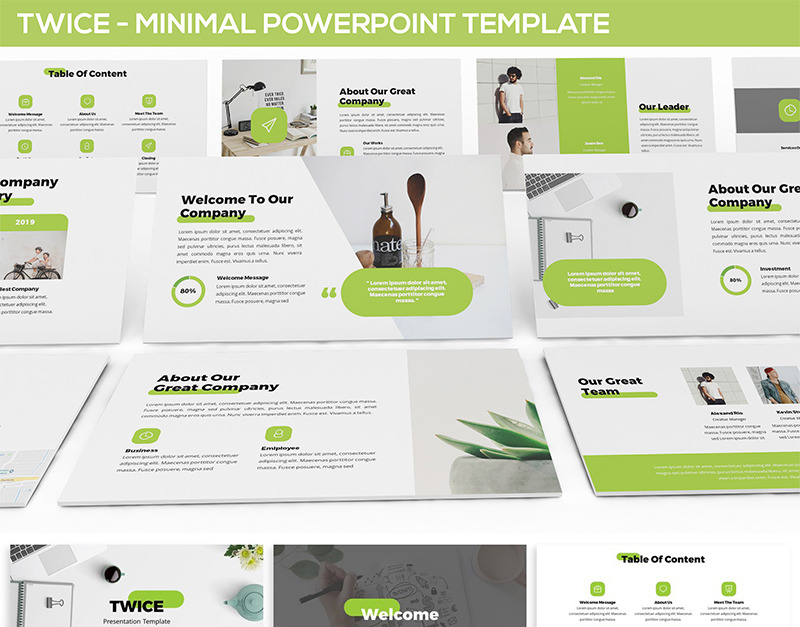 Twice - Minimal ve Basit PowerPoint şablonu - TemplateMonster