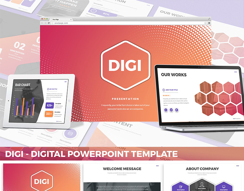 Digi - Digital PowerPoint template #82072 - TemplateMonster