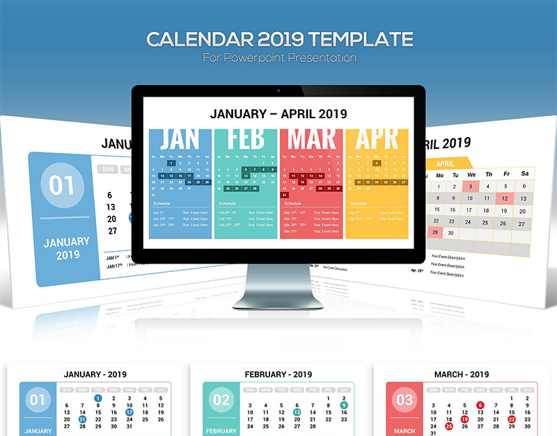 Modèle PowerPoint de calendrier 2019 - TemplateMonster