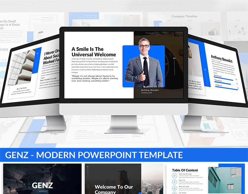 Genz - Modèle PowerPoint moderne #82192 - TemplateMonster
