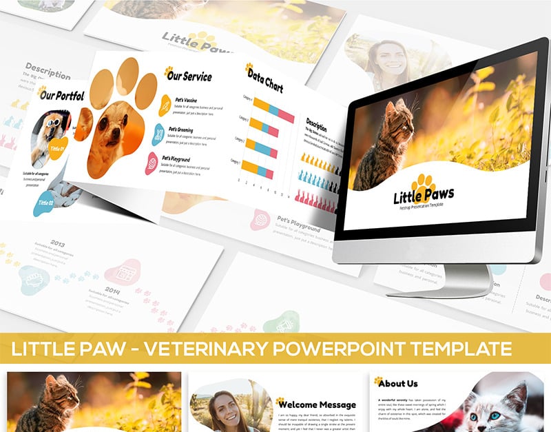 Little Paw - Veterinary PowerPoint template - TemplateMonster