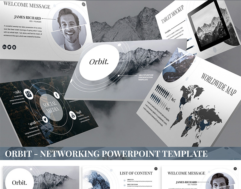 Orbit - Networking PowerPoint template - TemplateMonster