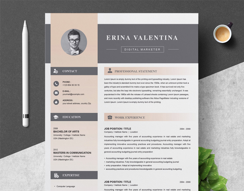 Modèle de CV Erina #82211 - TemplateMonster