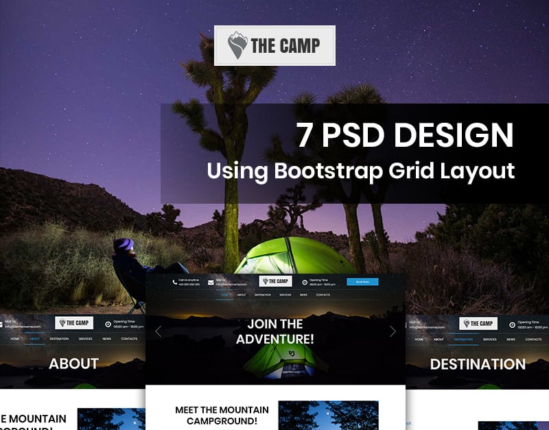 The Camp - Camping PSD Template #82206 - TemplateMonster