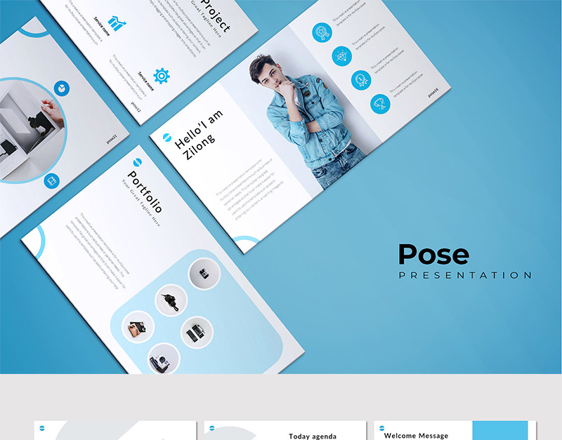 Pose - PowerPoint template #83077 - TemplateMonster