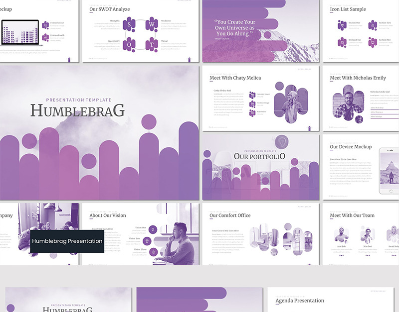 Modello di Humblebrag PowerPoint #83121 - TemplateMonster