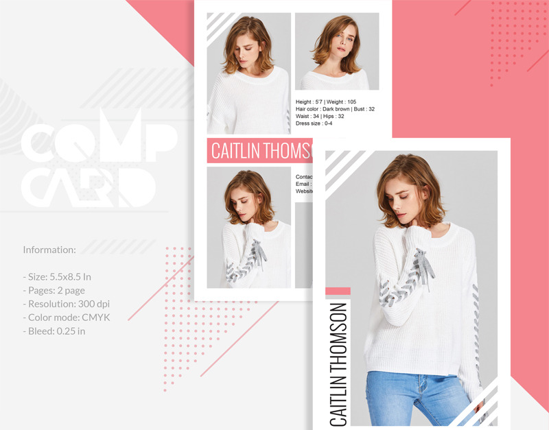Caitlin Thomson - Fashion Model comp card Template - Corporate Identity ...
