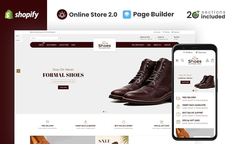 Shoes Store Responsive Shopify Theme - TemplateMonster
